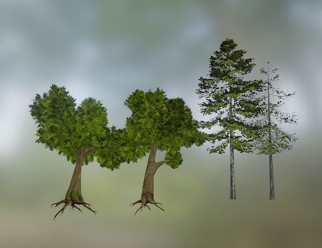 3D model Realistic Trees Pack of 2- each with 2 variants for games VR ...