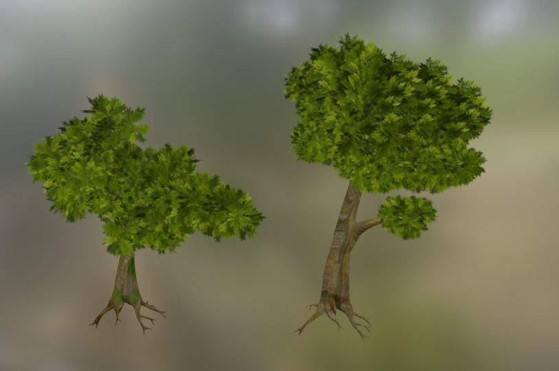 3D model Realistic Trees Pack of 2- each with 2 variants for games VR ...