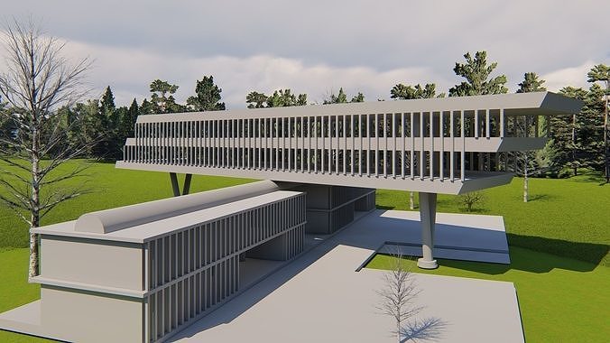 3D model Futuristic building exterior model VR / AR / low-poly | CGTrader