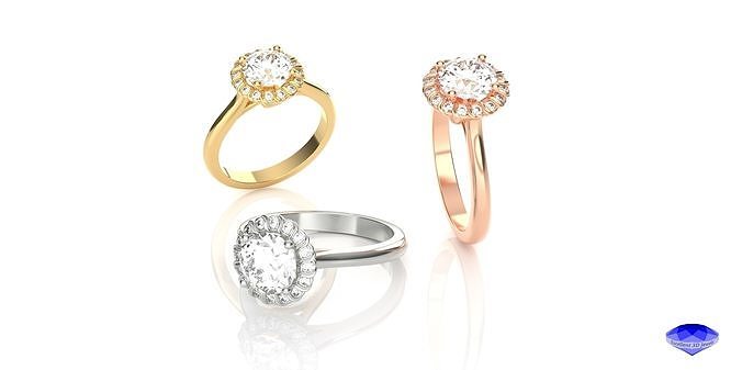 Round Diamond Engagement Ring 3D model 3D printable | CGTrader