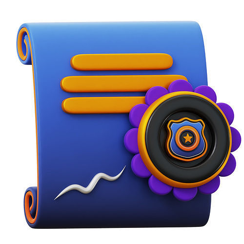 3D model Police Certificate 3D Icon VR / AR / low-poly | CGTrader