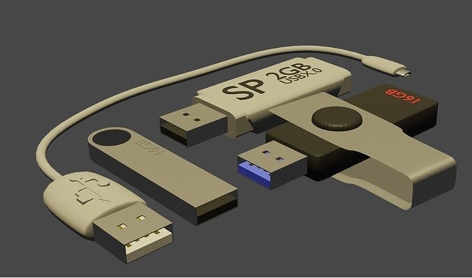 3D model flashdrives and charger VR / AR / low-poly | CGTrader