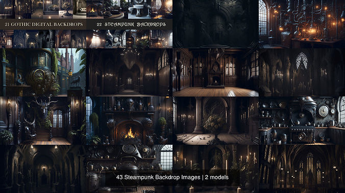 3D Model Collection 43 Steampunk Backdrop Images VR / AR / low-poly ...