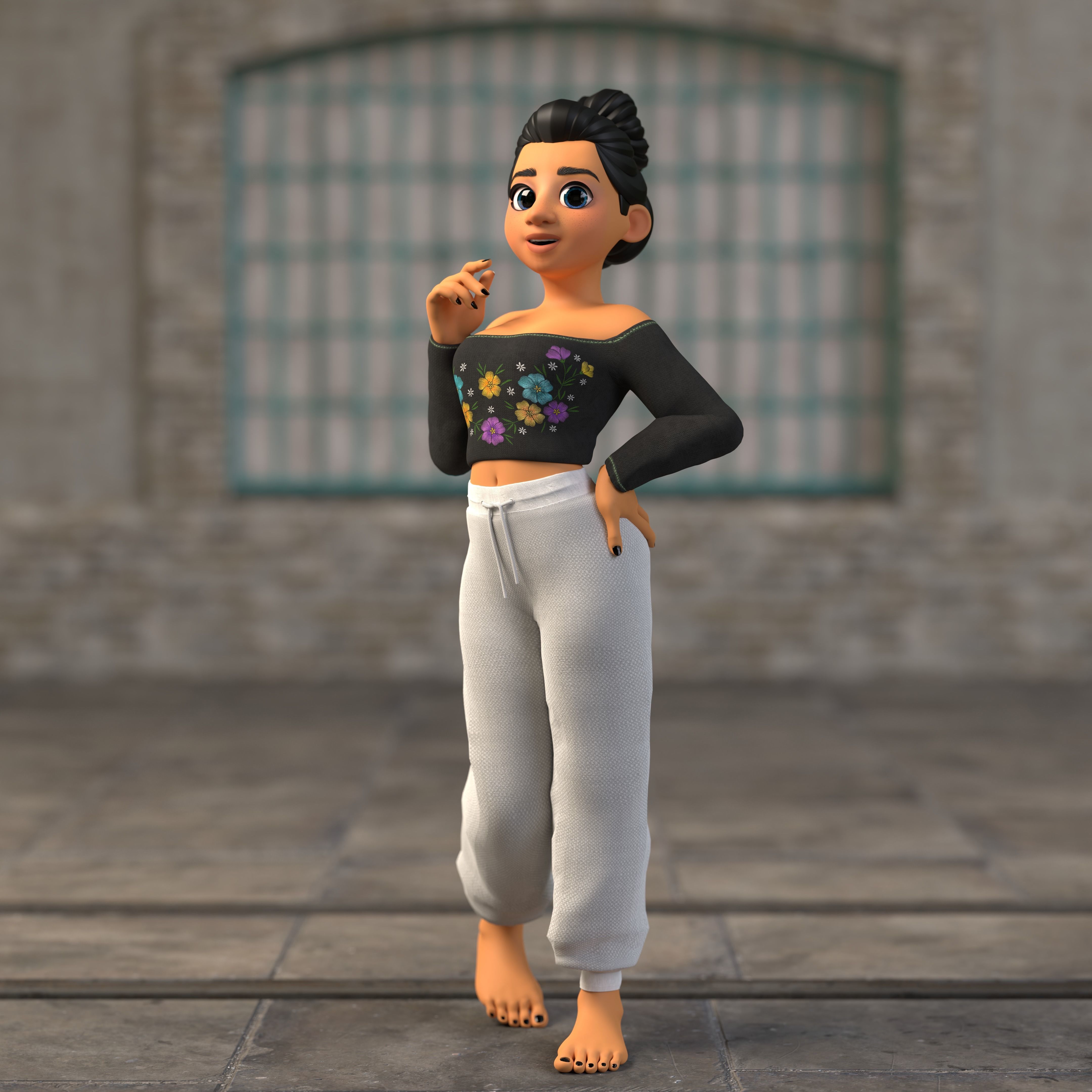 Chloe Girl Cartoon Character 3D model rigged | CGTrader