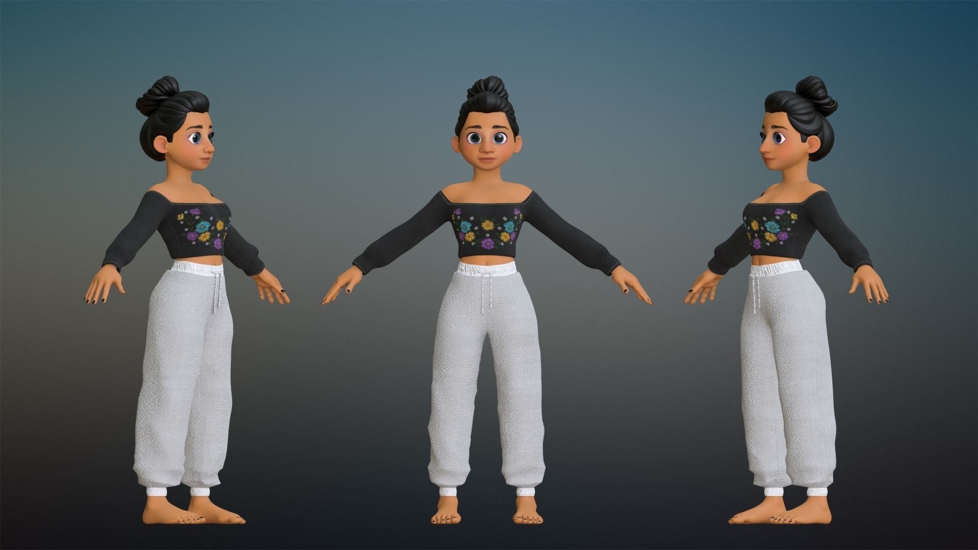 Chloe Girl Cartoon Character 3D model rigged | CGTrader