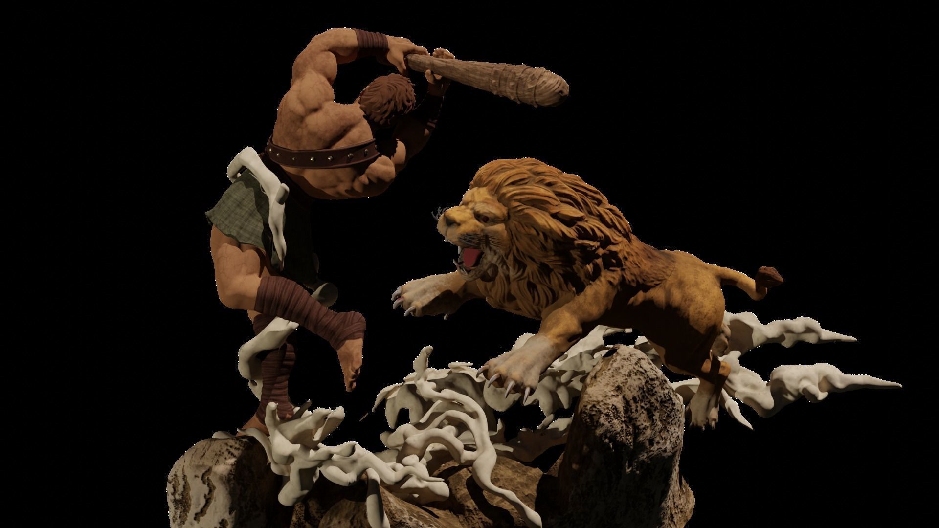 Hercules and Nemean Lion 3D model 3D printable | CGTrader