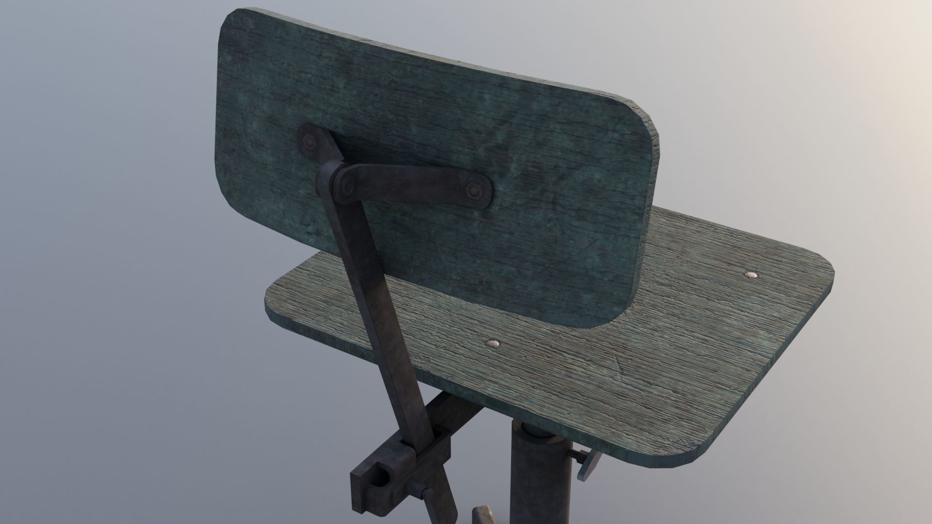 3D model Old rusty broken rotating wooden chair VR / AR / low-poly ...