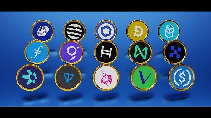 3D model 15 Base Crypto Coins vol3 VR / AR / low-poly | CGTrader