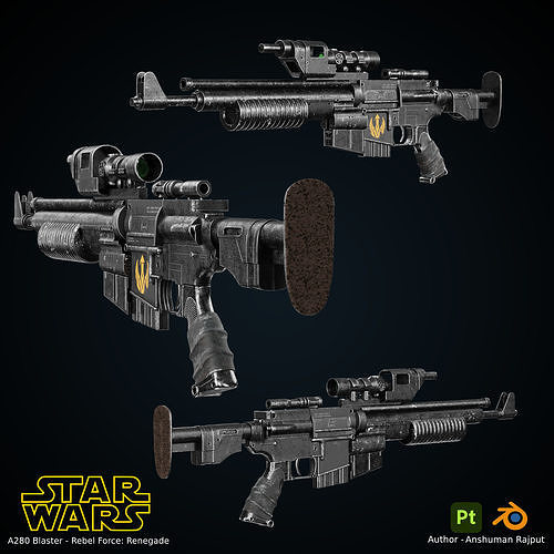 3D model Star wars A280 Rifle VR / AR / low-poly | CGTrader