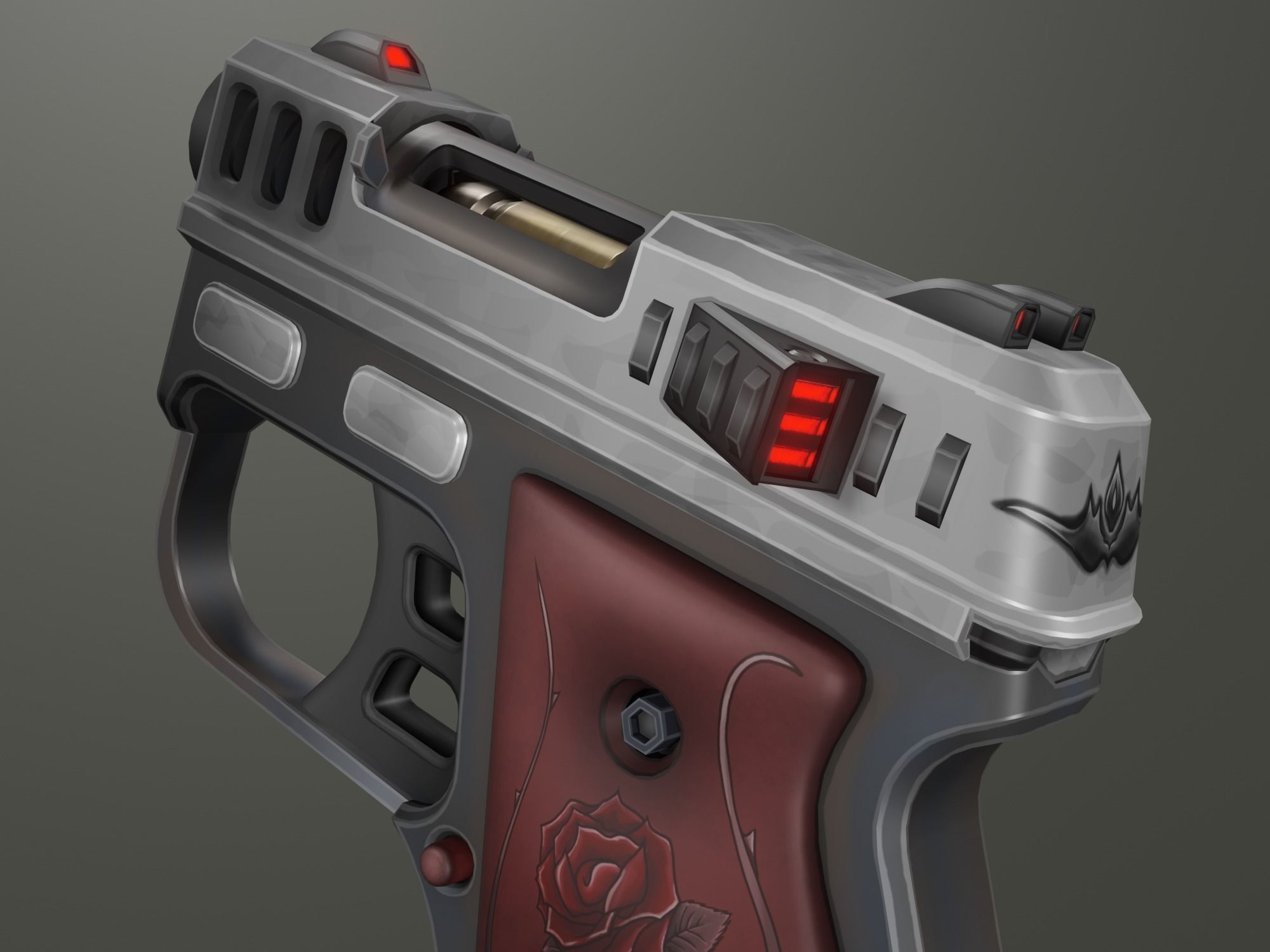 3D model Stylized pistol with a rose VR / AR / low-poly | CGTrader