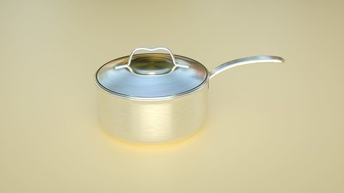 Stainless Steel Pan Snow Pan Small Milk Pan Brushed Metal 3D model ...