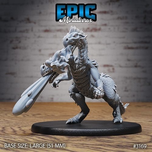 Two Headed Dragon Adventurer - DnD Tabletop Miniature 3D Model 3D model ...