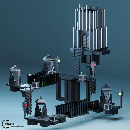 3D model Temple 7 - Blackended Temple VR / AR / low-poly | CGTrader