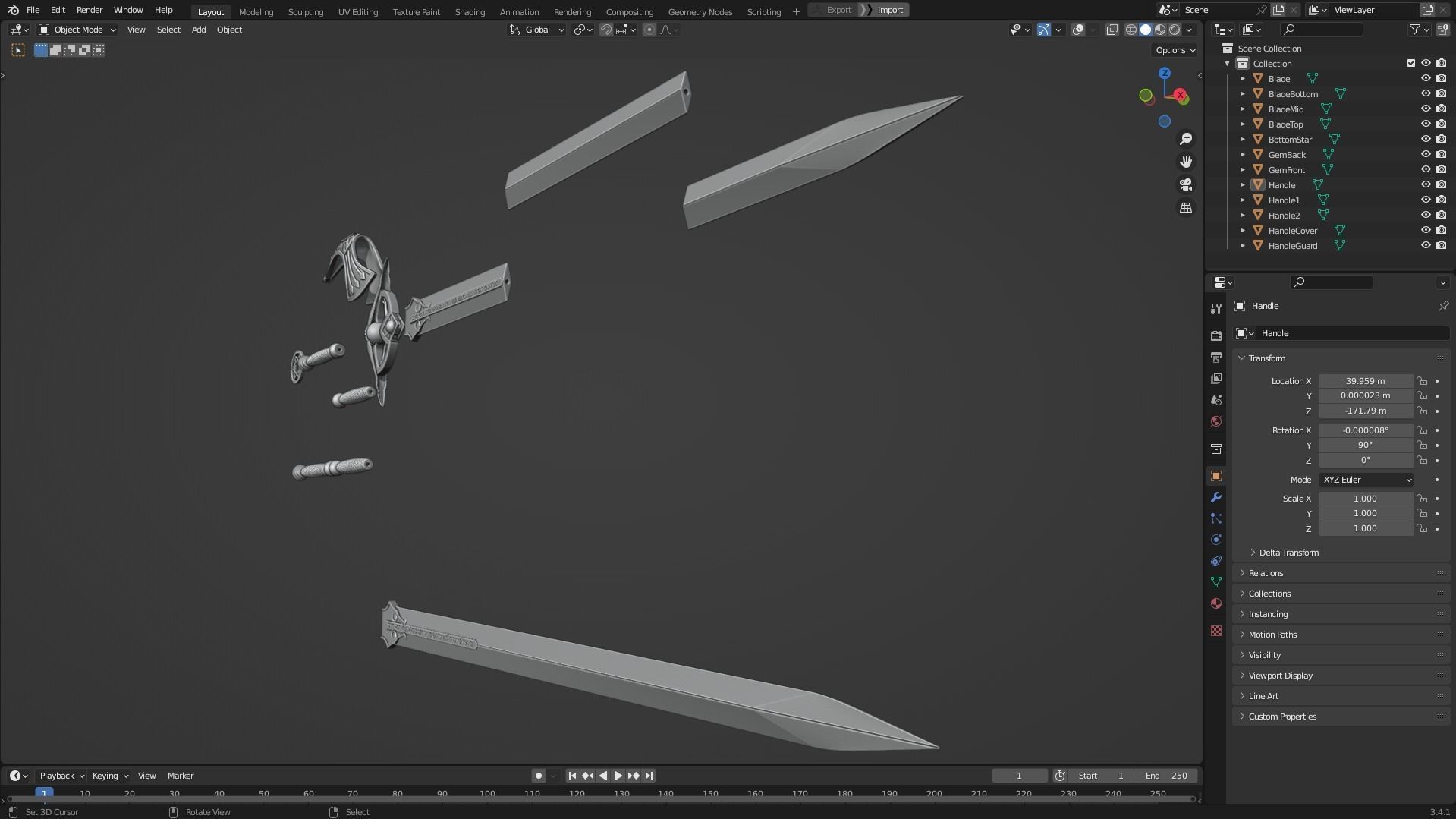 Kamui Sacred Sword for Cosplay 3D model 3D printable | CGTrader