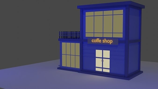 coffee shop low poly model free VR / AR / low-poly 3D model rigged ...