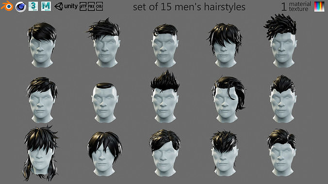 3D model Cartoon hairstyles VR / AR / low-poly | CGTrader