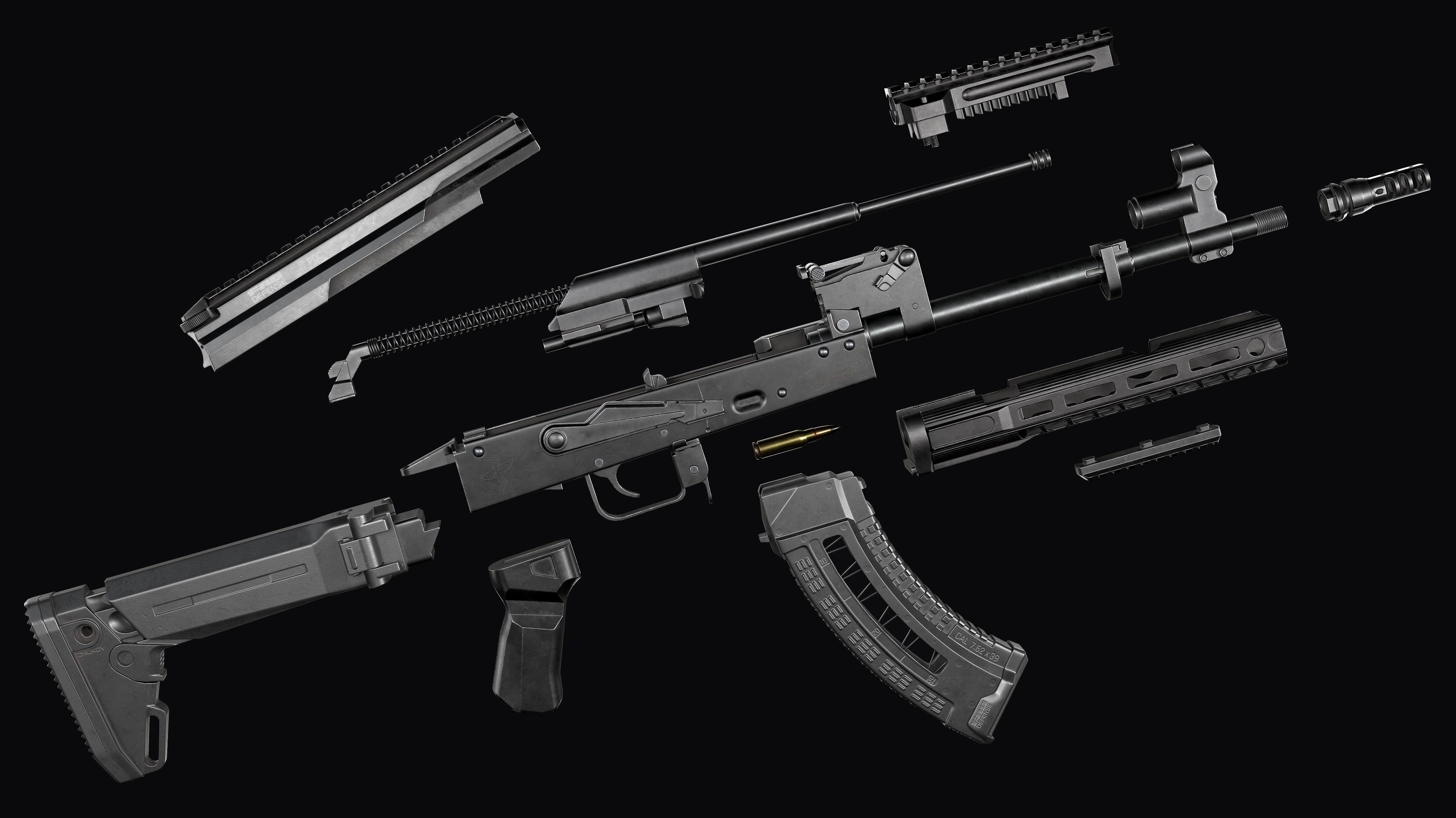 3D model Modular assault rifle Rifle Dynamics 704 AK system VR / AR ...