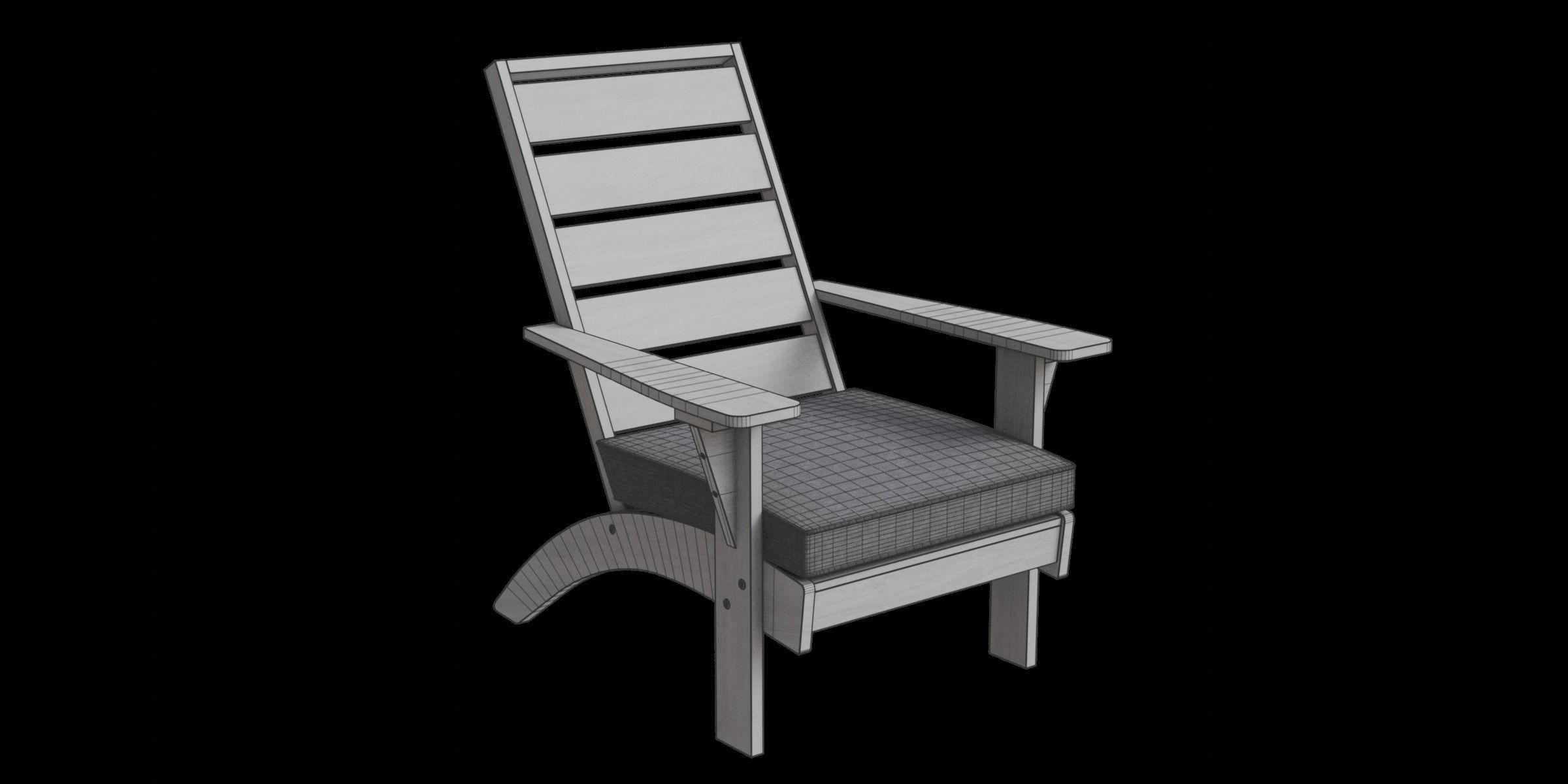 Gray Wooden Patio Chair 3D model | CGTrader