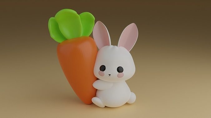 rabbit and carrot 3D model 3D printable | CGTrader