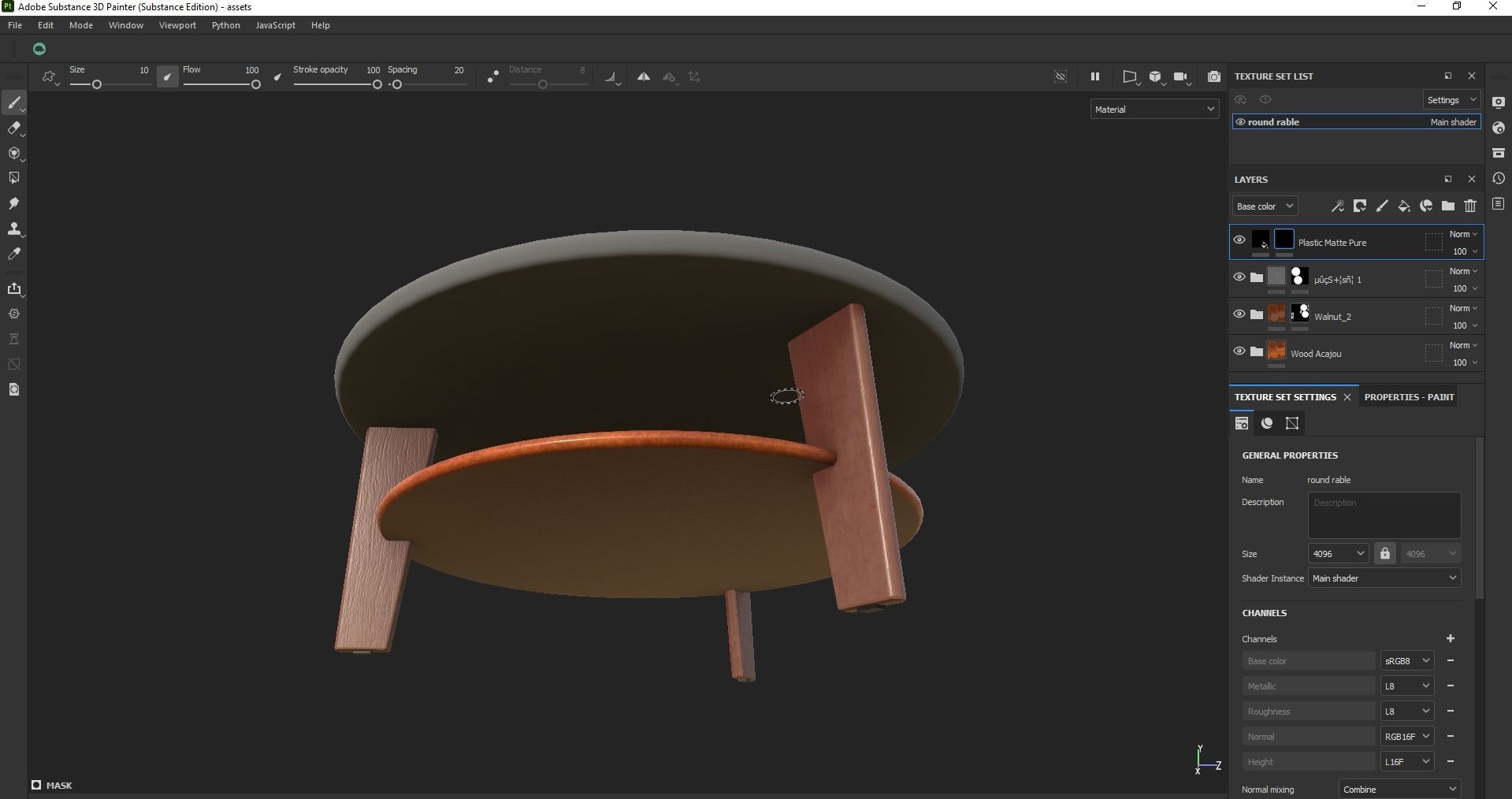 3D model round table - desk - workbench - wood table - interior table ...