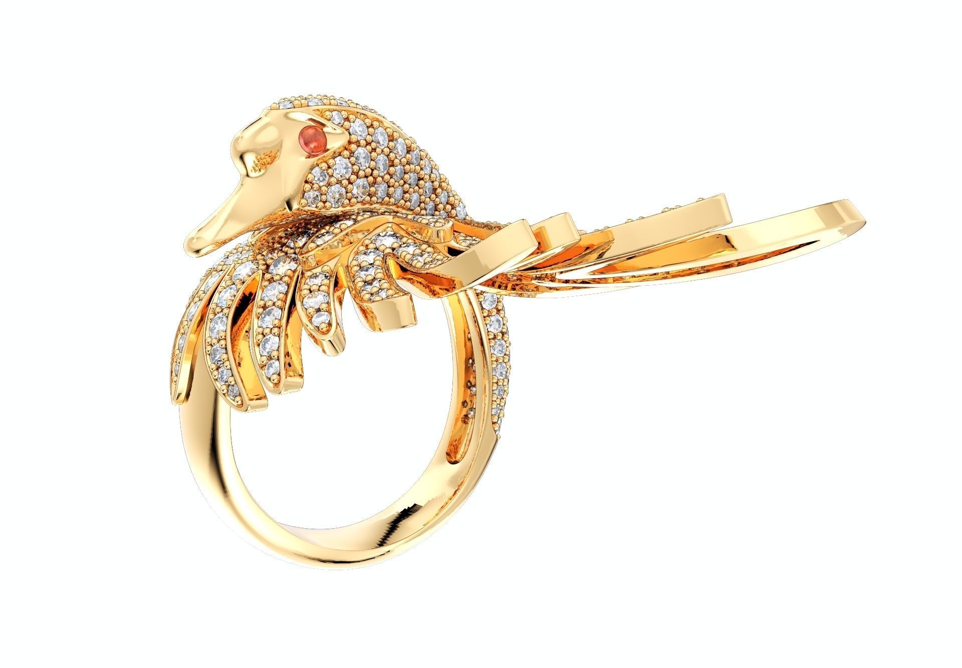 Bird Women Ring 3D CAD Design-R002G 3D model 3D printable | CGTrader