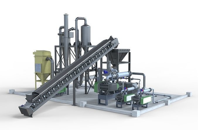 Industry tank Mining processing plant equipment 3d model props 3D model ...