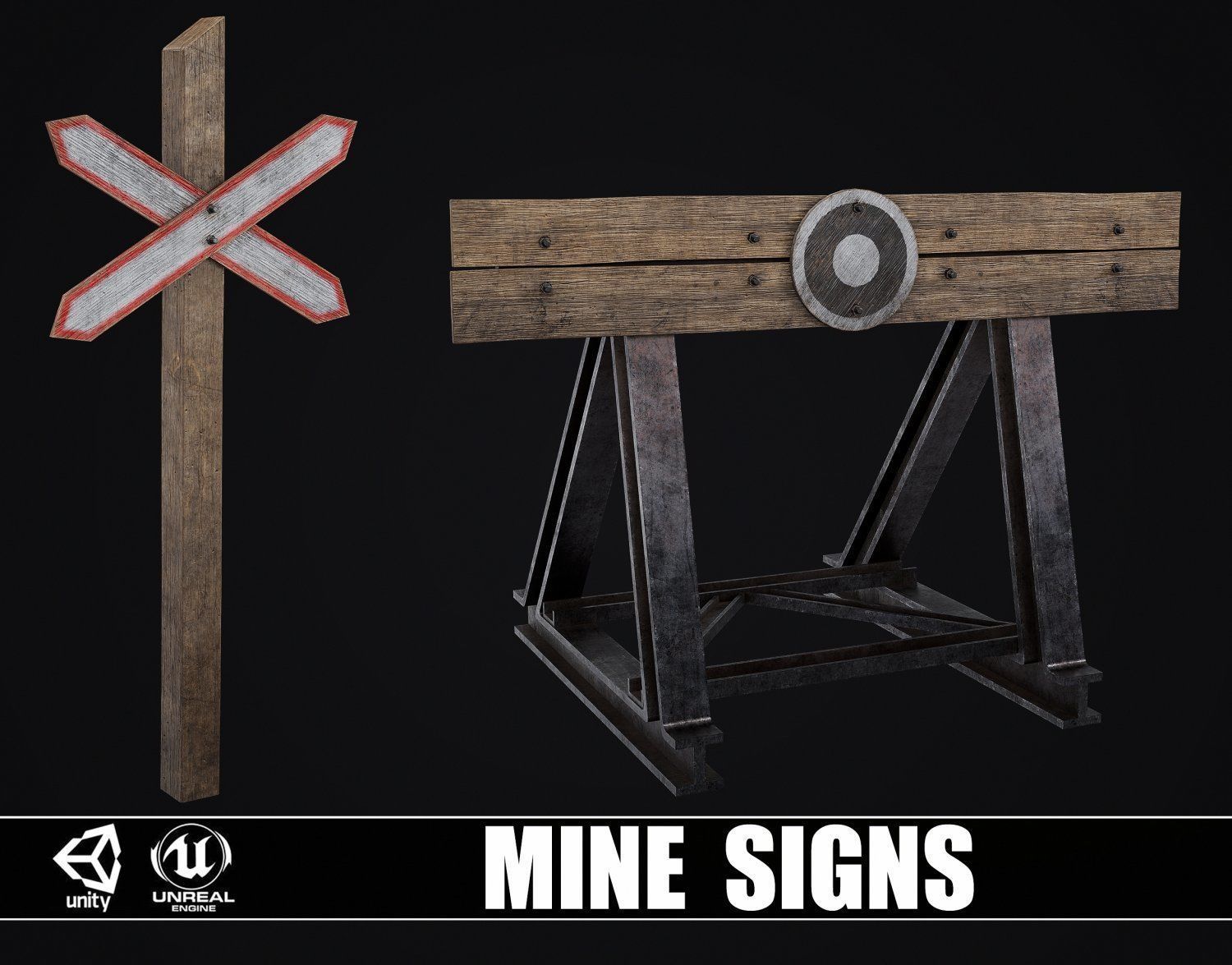 3D model Mine Signs VR / AR / low-poly | CGTrader