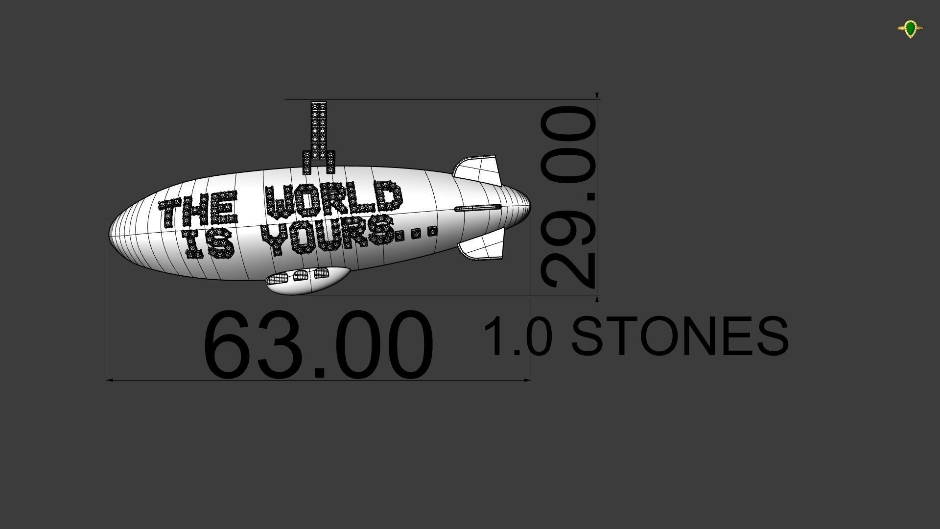the world is yours blimp pendant multiple sizes 3d 3D model 3D printable | CGTrader