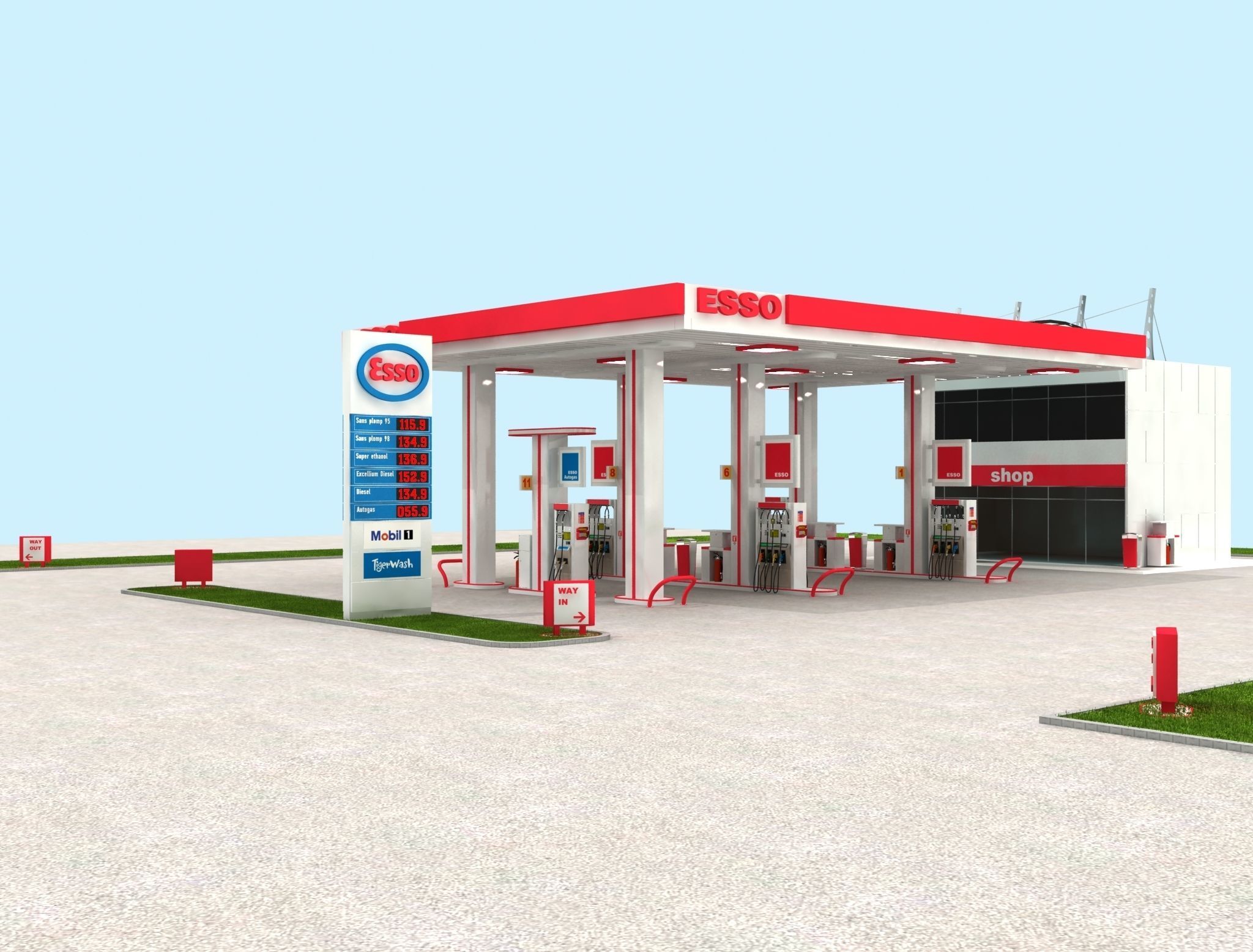 Esso American Gas Station 3D model | CGTrader
