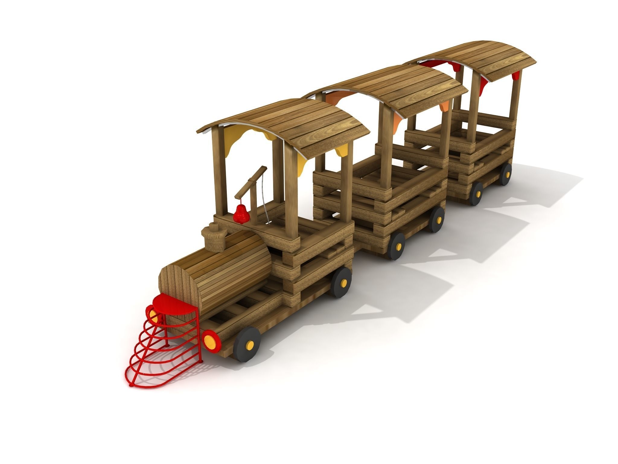 Kids Game Play Equipment 019 Wood Train 3D model | CGTrader