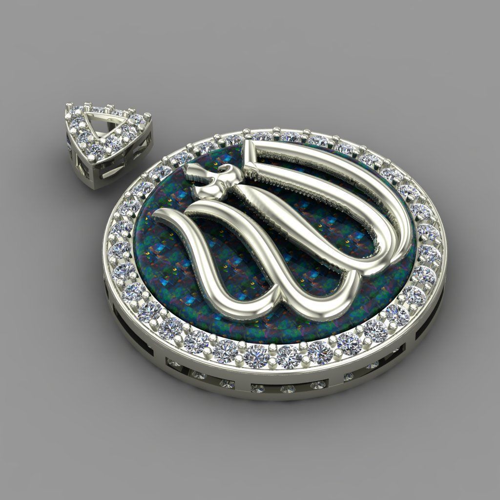 Holy Name Of Allah Almighty GolD Allah Name Pendant 3D Model 3D model ...