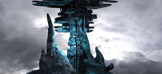 Ice Sci fi Base Tower Rocks 2 3D model | CGTrader