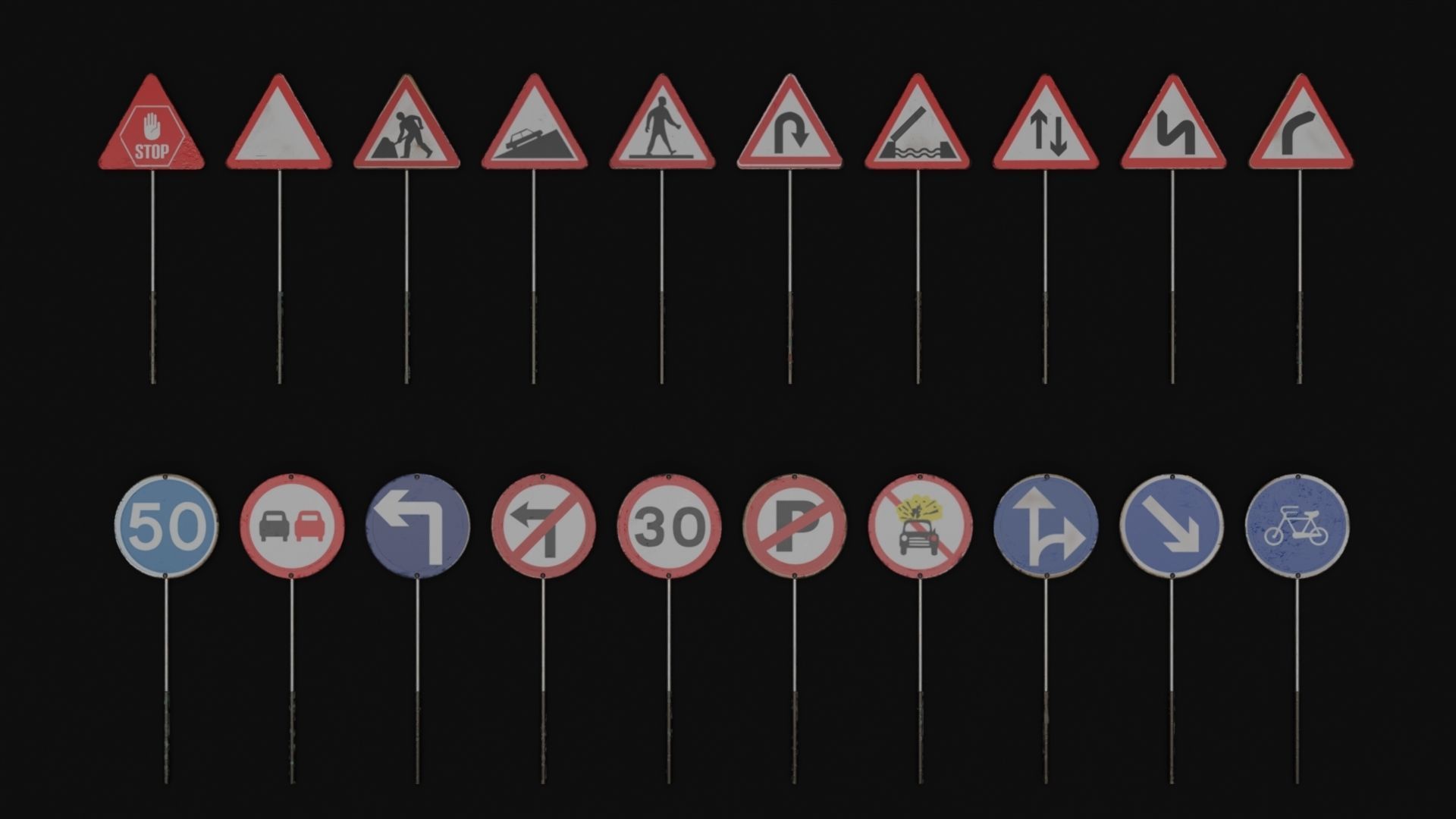 Pack 001 Traffic Signs Board Banners 3D model | CGTrader