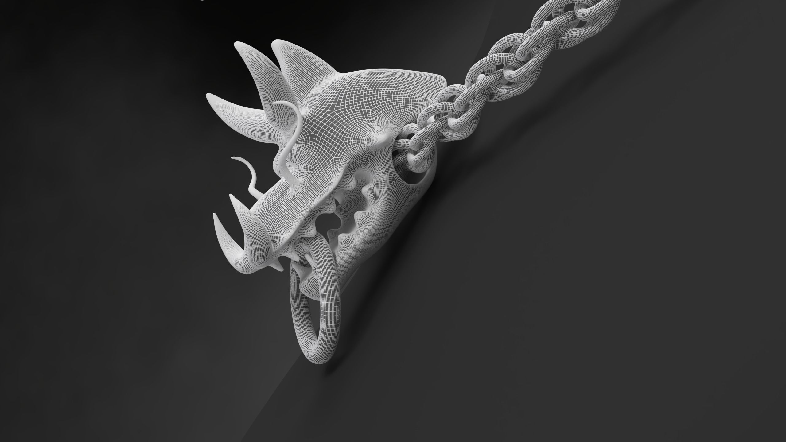 3D Gold Chinese Dragon Head Pendant with Multi layers Chain 3D model 3D ...