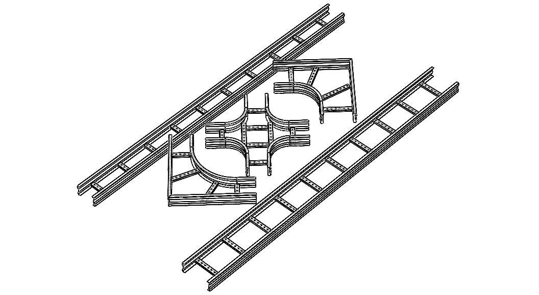 Standard Steel Ladder Type Cable Trays 3D model rigged | CGTrader