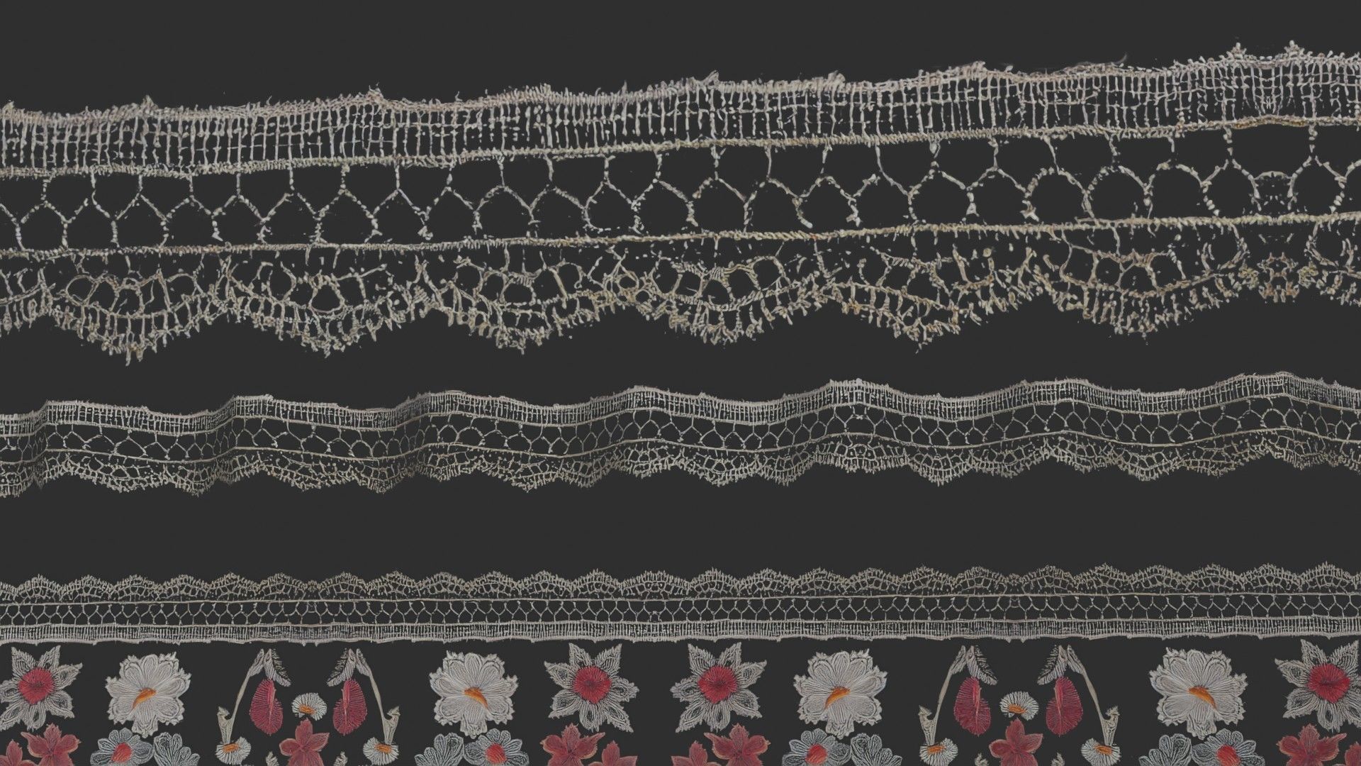 Texture 3 flowers Lace Borders and Trims Materials Textures VR / AR ...