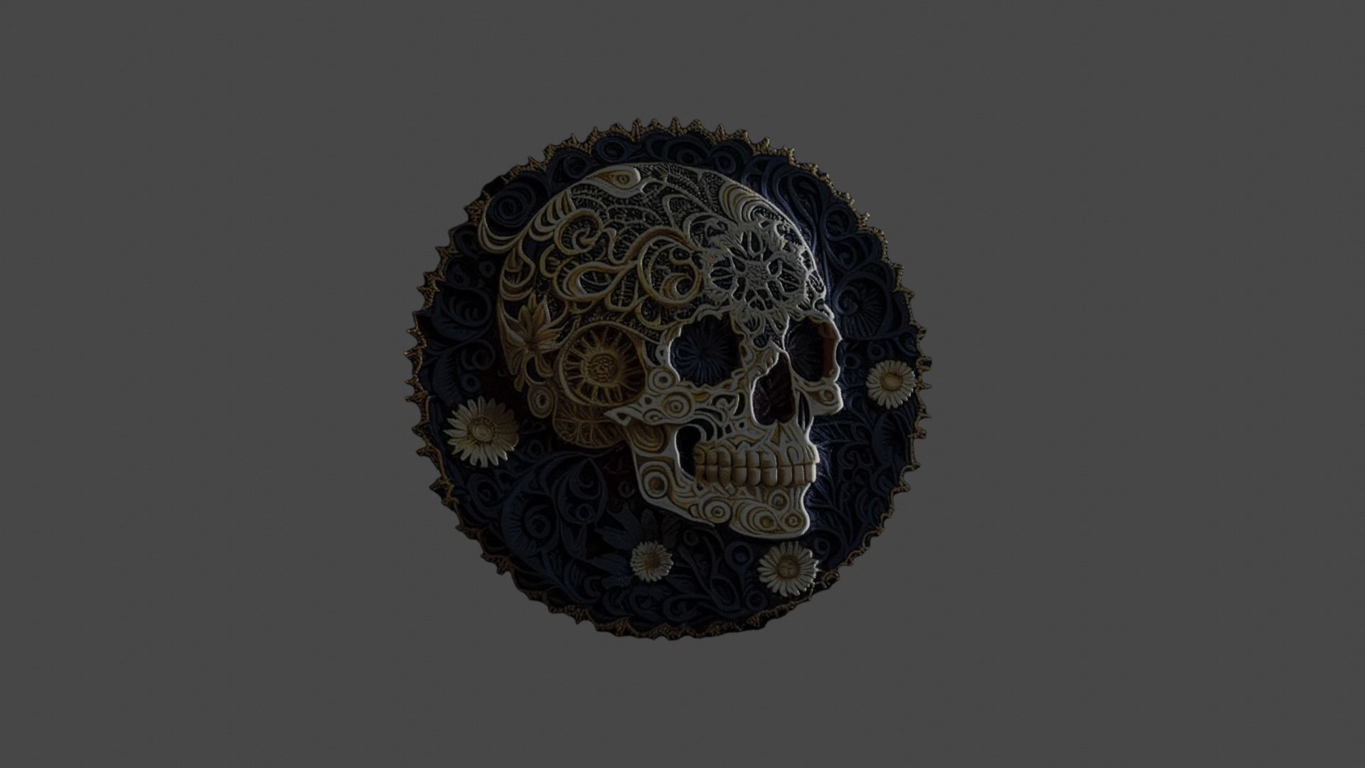 Texture skull embroidered patch sticker VR / AR / low-poly | CGTrader