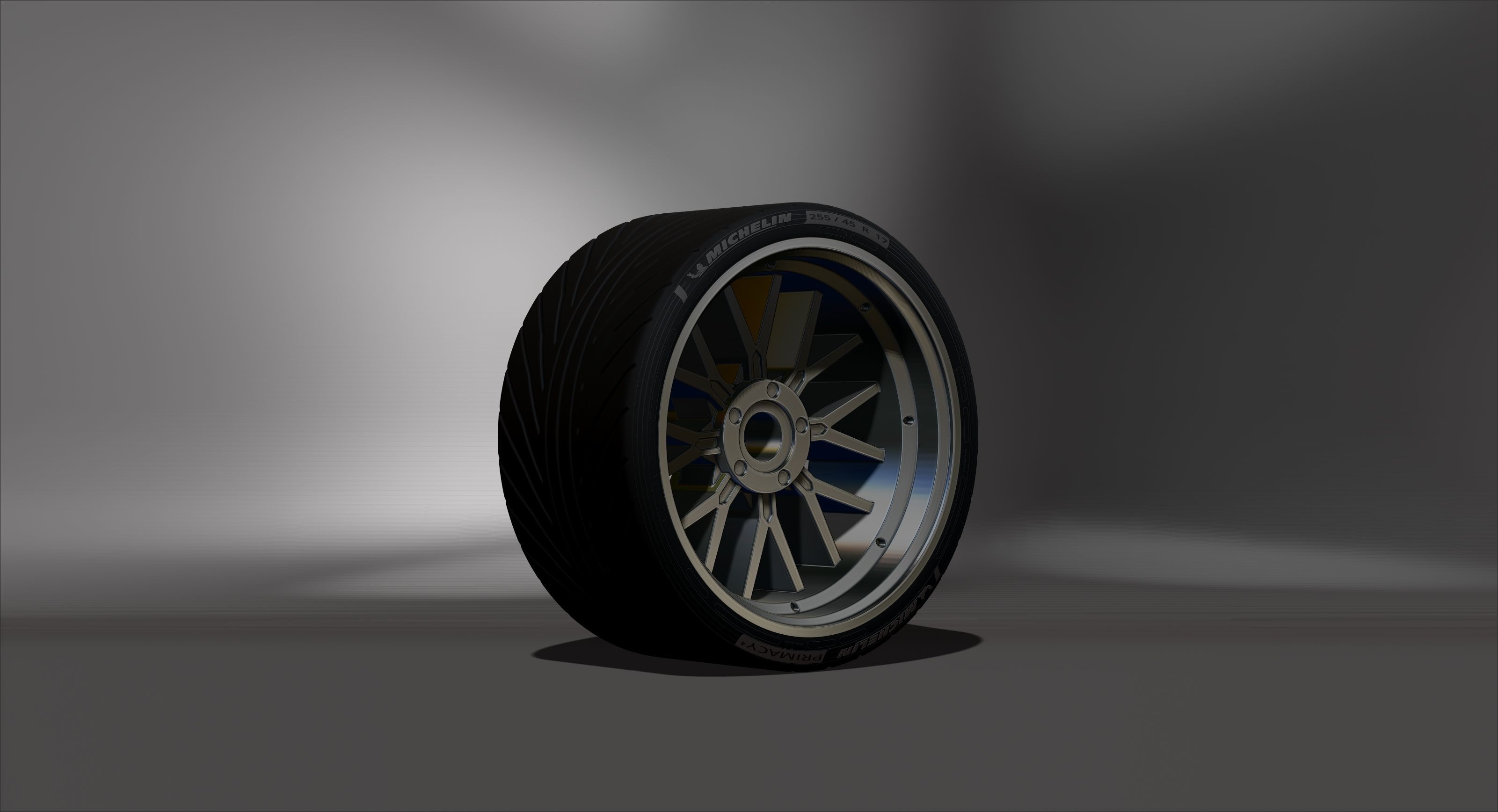 Realistic Michelin sports tire and alloy wheel STL - OBJ file 3D model ...