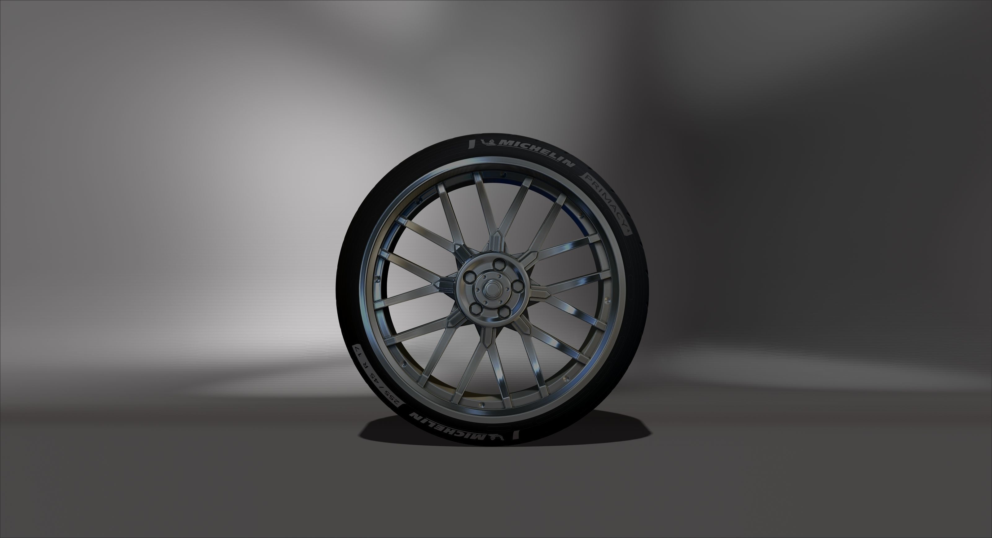 Realistic Michelin sports tire and alloy wheel STL - OBJ file 3D model ...