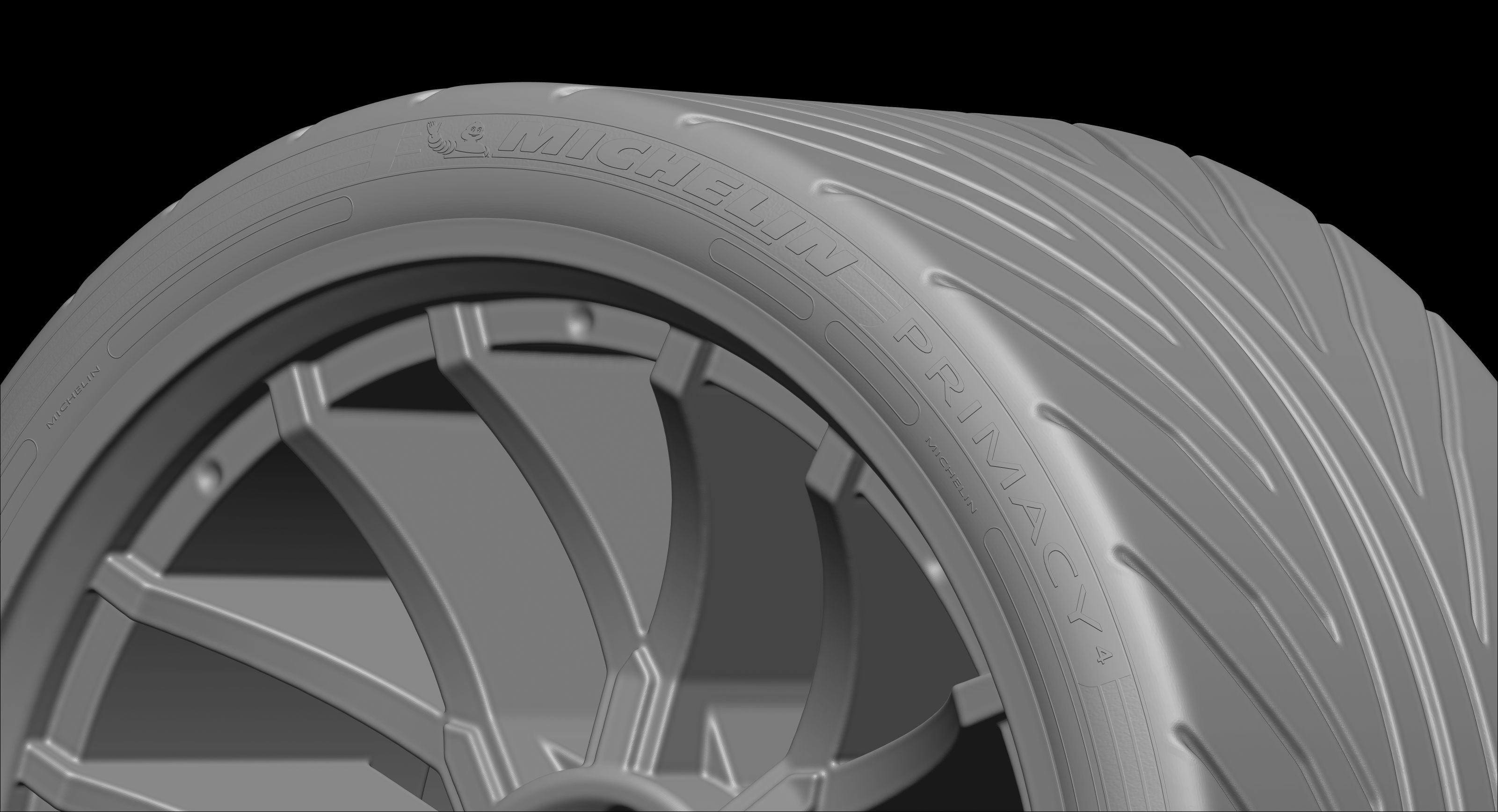 Realistic Michelin sports tire and alloy wheel STL - OBJ file 3D model ...