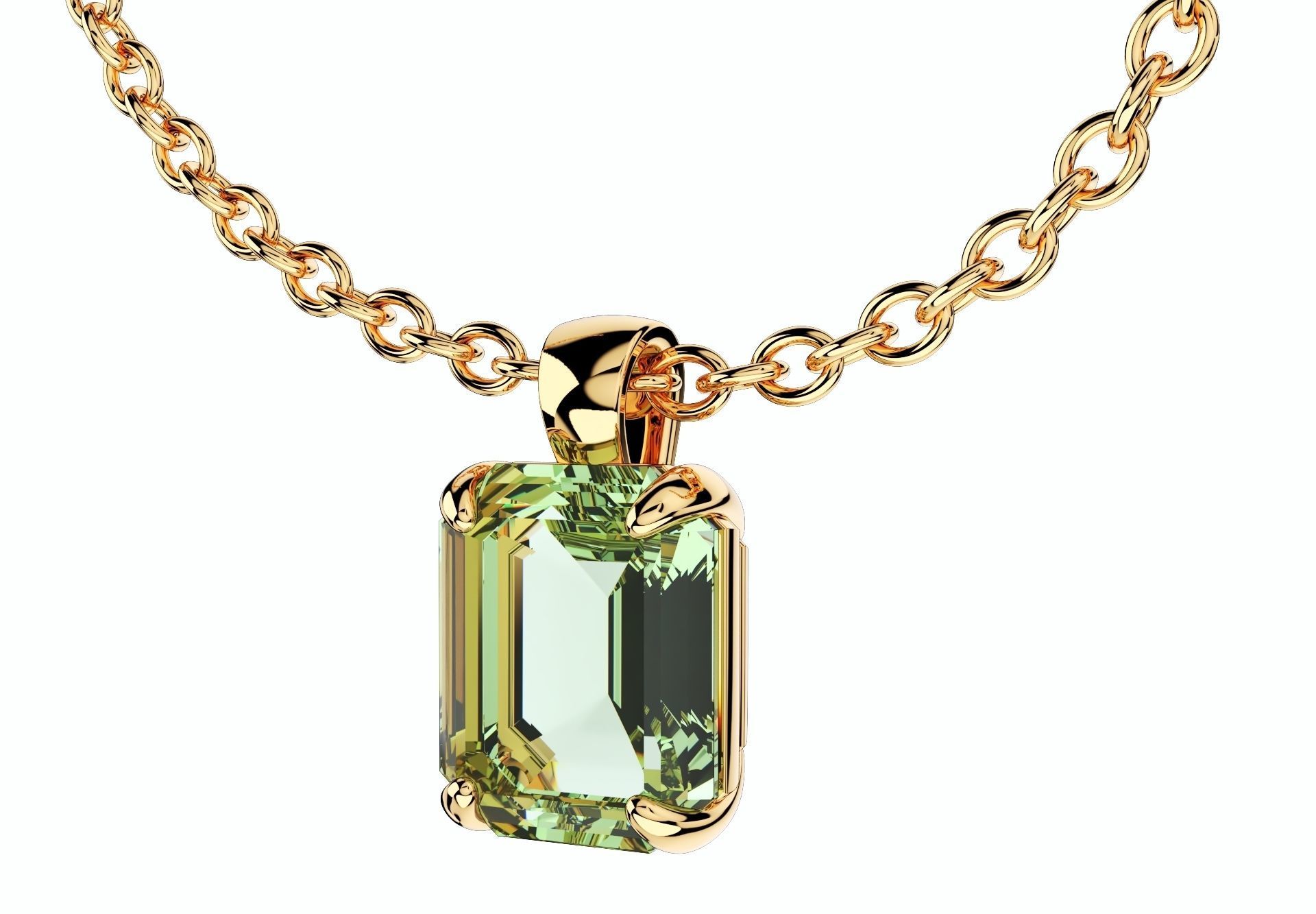 Emerald Cut Gemstone Gold Pendant CAD Design-JCNP-05 3D model 3D printable | CGTrader