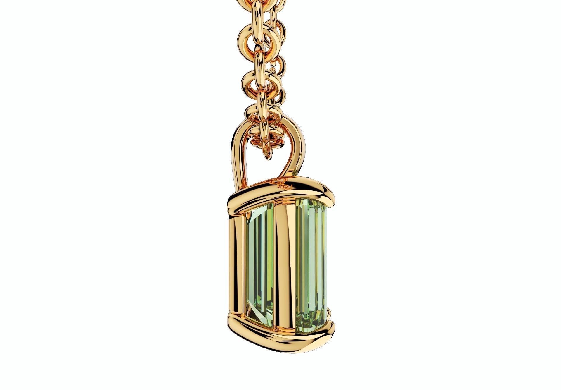 Emerald Cut Gemstone Gold Pendant CAD Design-JCNP-05 3D model 3D printable | CGTrader