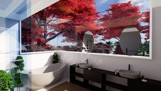 3D immersive window Bath free 3D model 3D printable animated | CGTrader