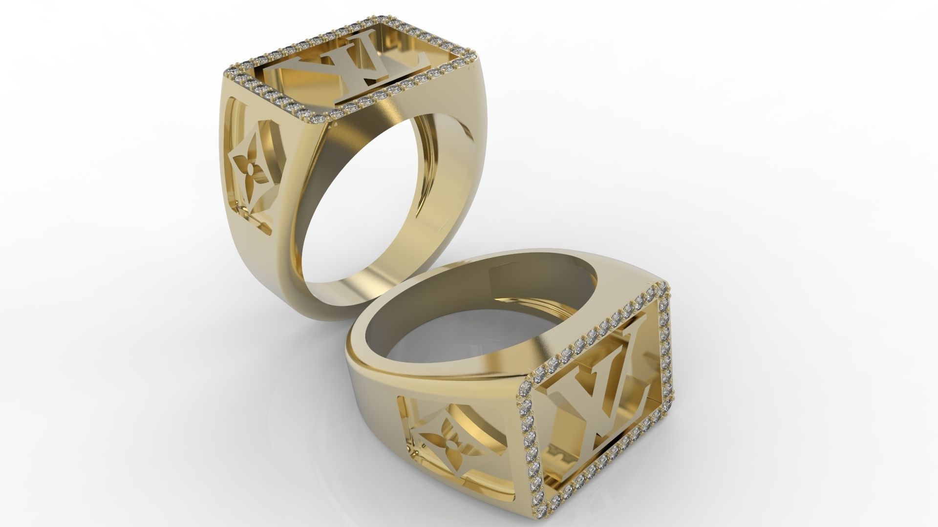 Louis vuitton LV ring men man gems 3D model 3D printable | CGTrader