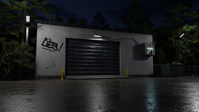 Darkness Garage Scene 3D Blend File Textured FBX OBJ MTL Files 3D model ...