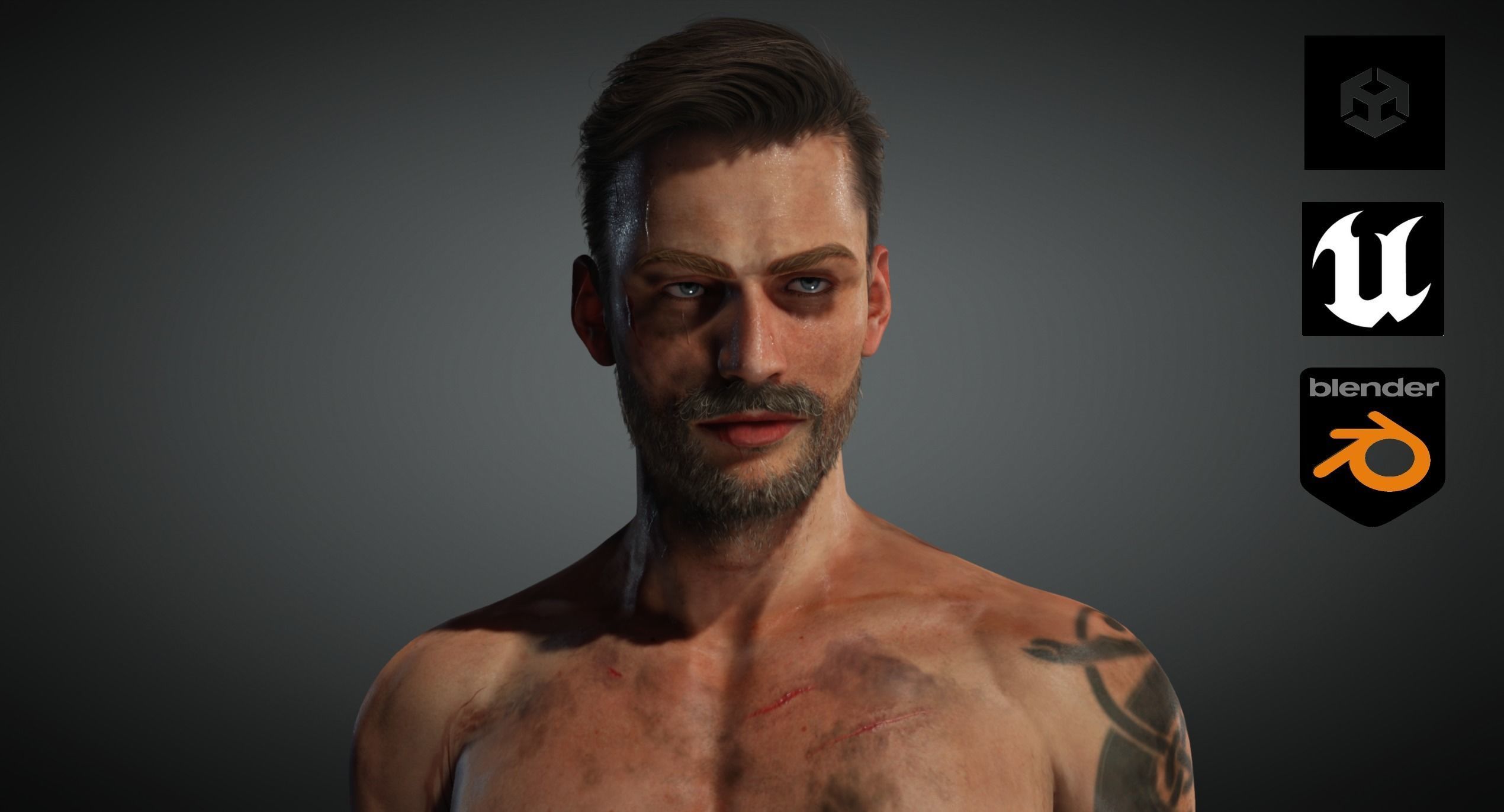 Realistic 3D Model of a Man with Minor Injuries 3D model animated ...