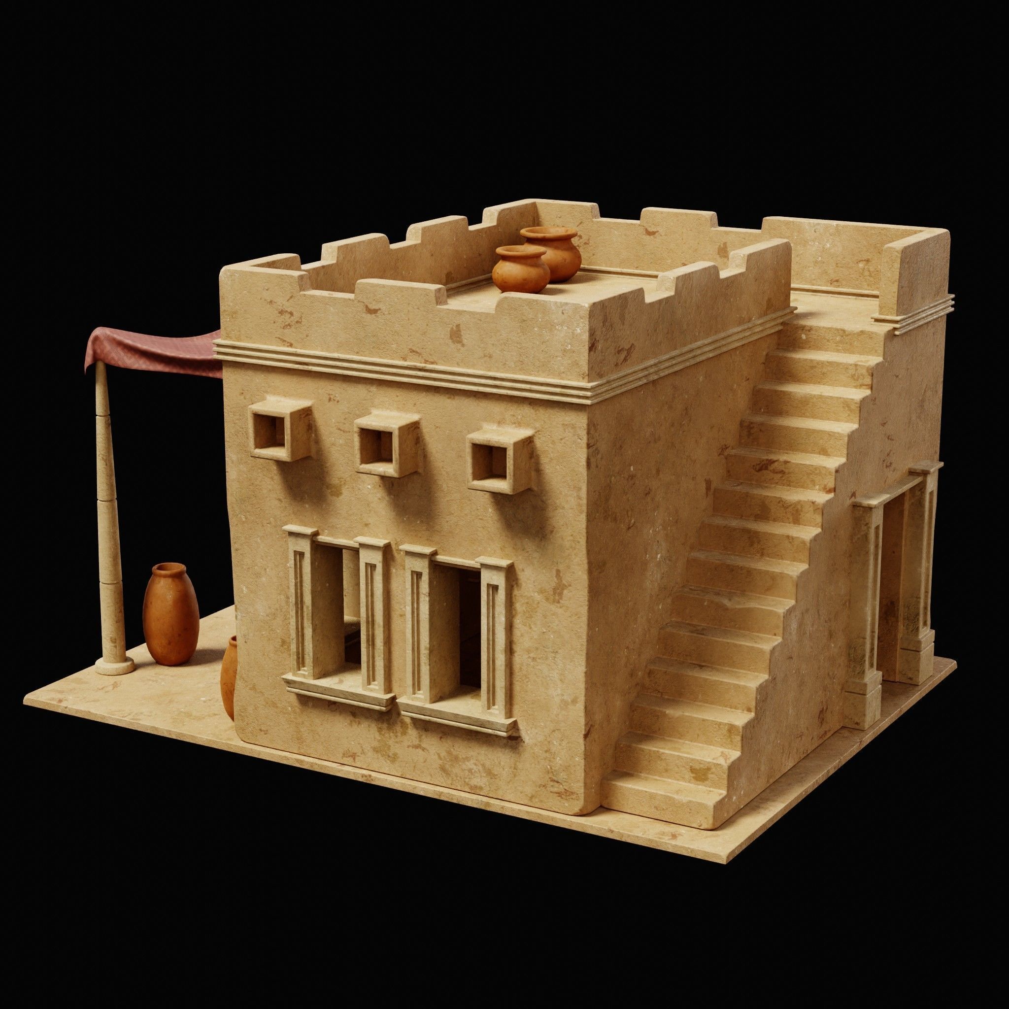 3D model EGYPTIAN ARAB DESERT HOUSE HUT CLAY COTTAGE SHELTER COLLECTION ...