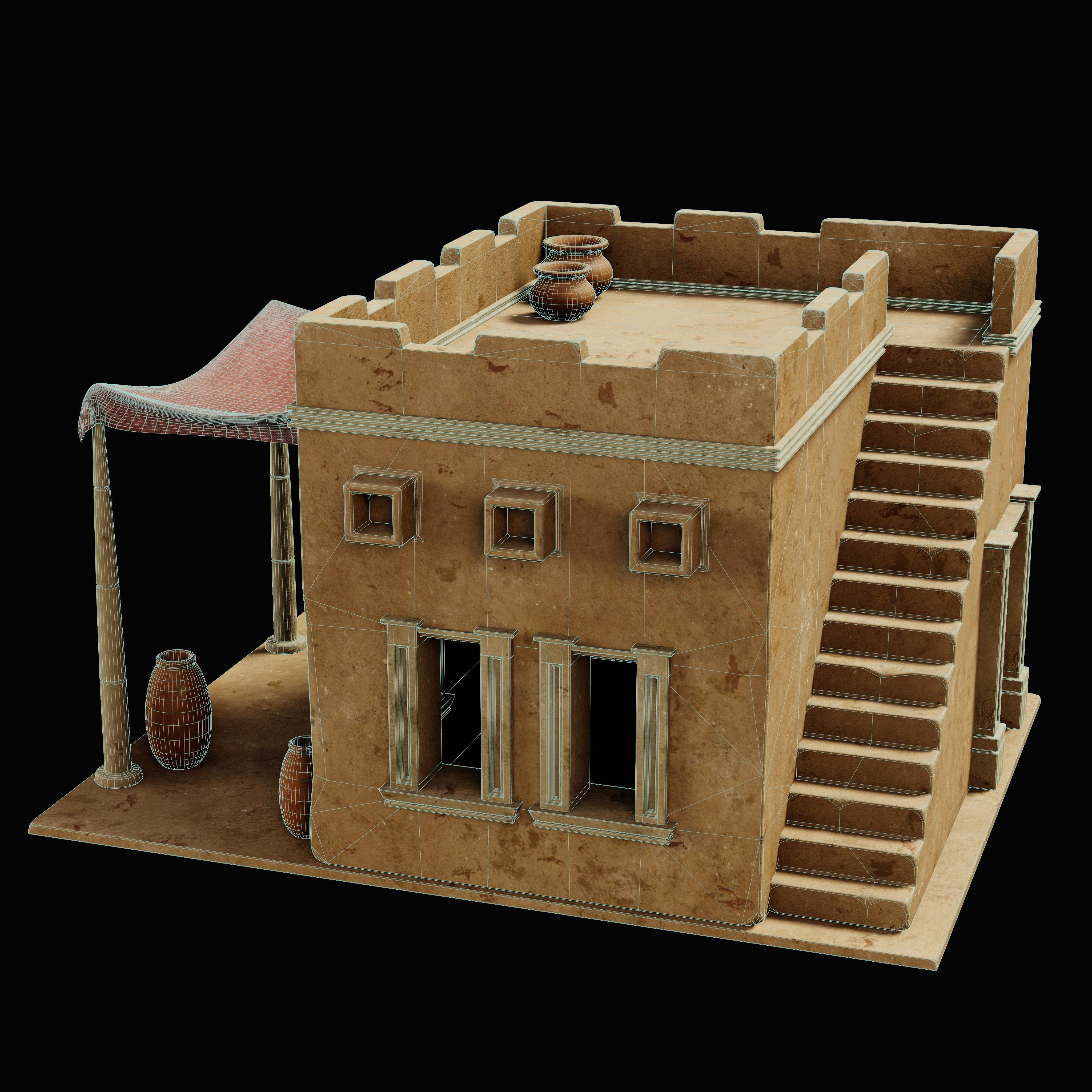 3D model EGYPTIAN ARAB DESERT HOUSE HUT CLAY COTTAGE SHELTER COLLECTION ...