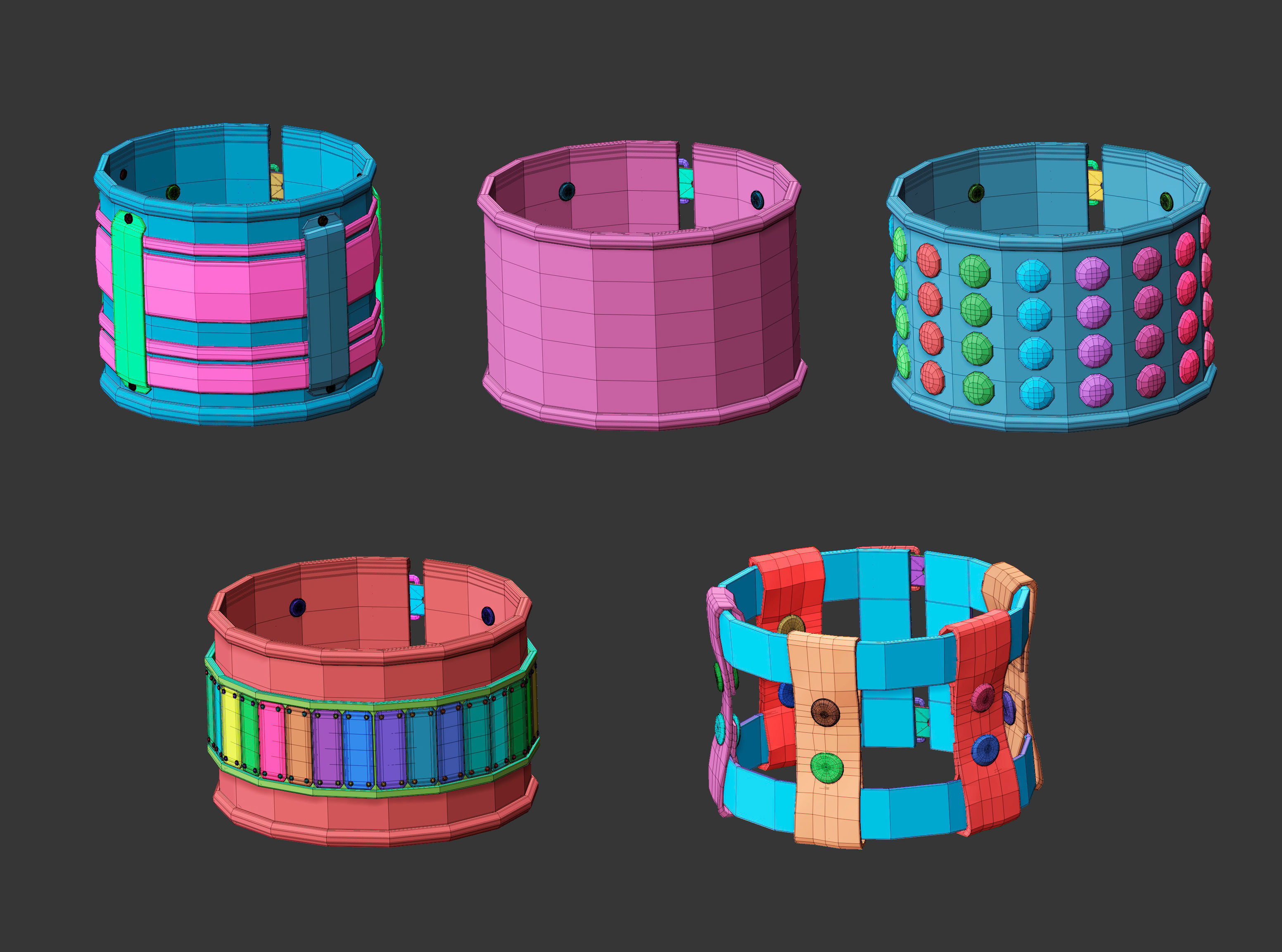 25 low poly arm cuff and bracelet shapes IMM set 3D model | CGTrader