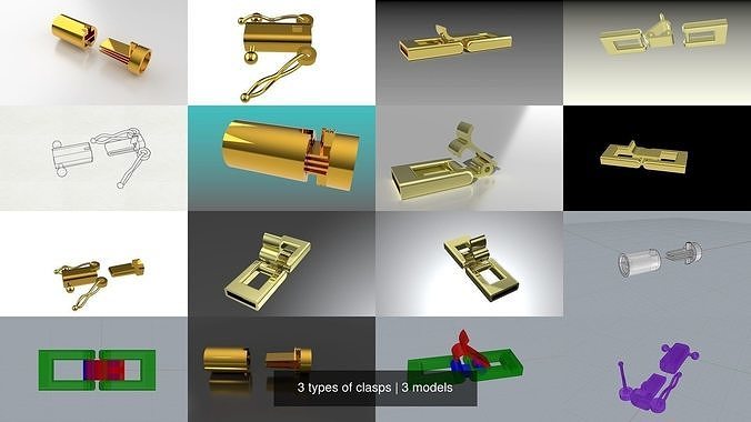 3 types of clasps 3D Model Collection | CGTrader